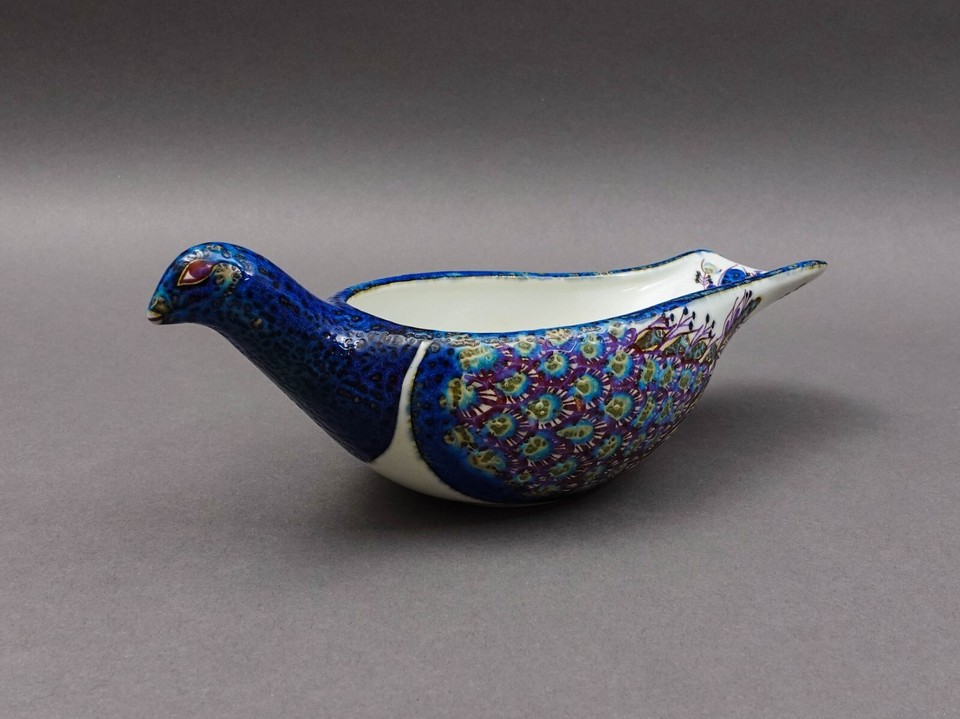 Royal Copenhagen Denmark Berte Jessen Fajance Pottery 431/2749 Peacock ...