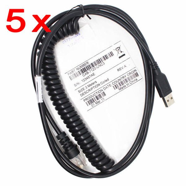 5x 9FT Coiled USB Cable For Honeywell Metrologic MS7120 MS9540 MS9520 ...