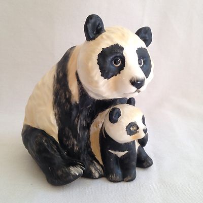 1976 VTG ~ GOEBEL Adorable Panda Bear with Baby Panda FIGURINE #36008 ...