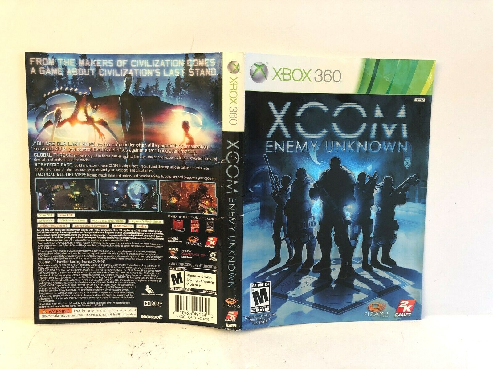 Xcom Enemy Unknown Xbox 360 ARTWORK ONLY Authentic | eBay