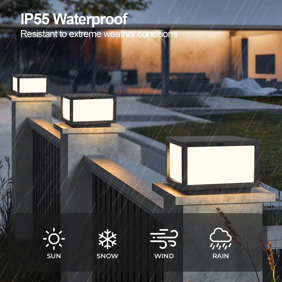 SkyGlow Outdoor Lamp Post Cap Light, Aluminum LED Lighting with 8W ...