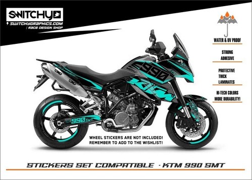 Set Sticker Graphics Kit 'Attack Teal' Compatible KTM 990 Smt Decals ...