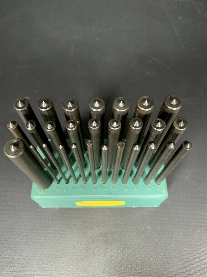 TRANSFER PUNCH SET 28 Pc 3/32 to 1/2 In Stand, Unbranded Heavy Duty EUC ...