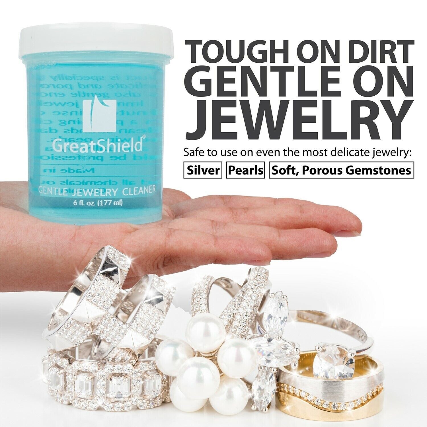 Greatshield 6oz Gentle Non-Abrasive/Damage Jewelry Cleaner Cleaning ...