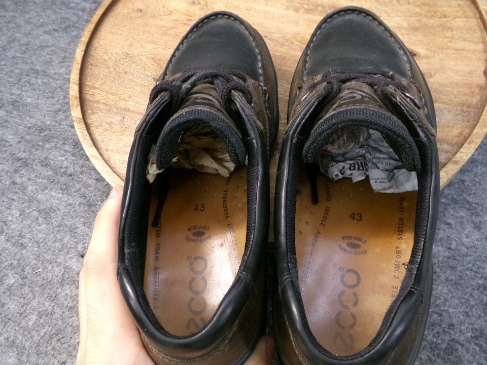 ECCO Track 25 GTX Waterproof Moc Toe Brown Black Leather Shoes Men's EU ...