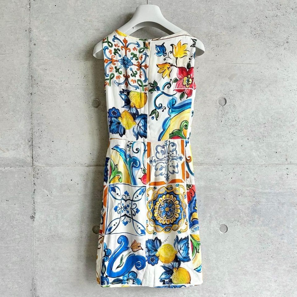 DOLCE & GABBANA Majolica Floral Midi Dress Size 36 leeveless Dress Used ...