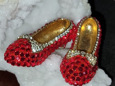 Tara Ruby Rhinestone Crystal Red Slippers Shoe Brooch Dorothy Wizard of ...