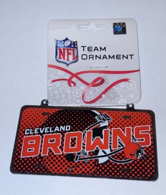Cleveland Browns NFL Metal License Plate Sign Christmas Tree Ornament ...