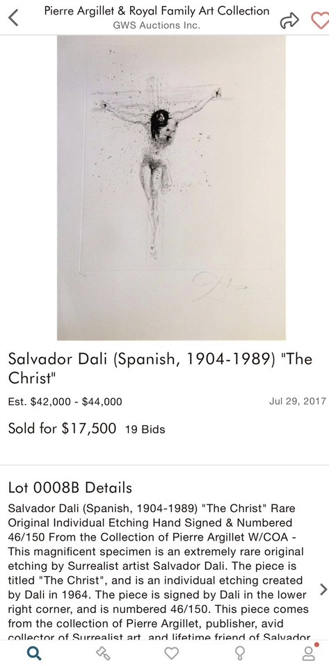 Salvador Dali : Jesus Christ Cross Signed Etching Spiritual Savior ...
