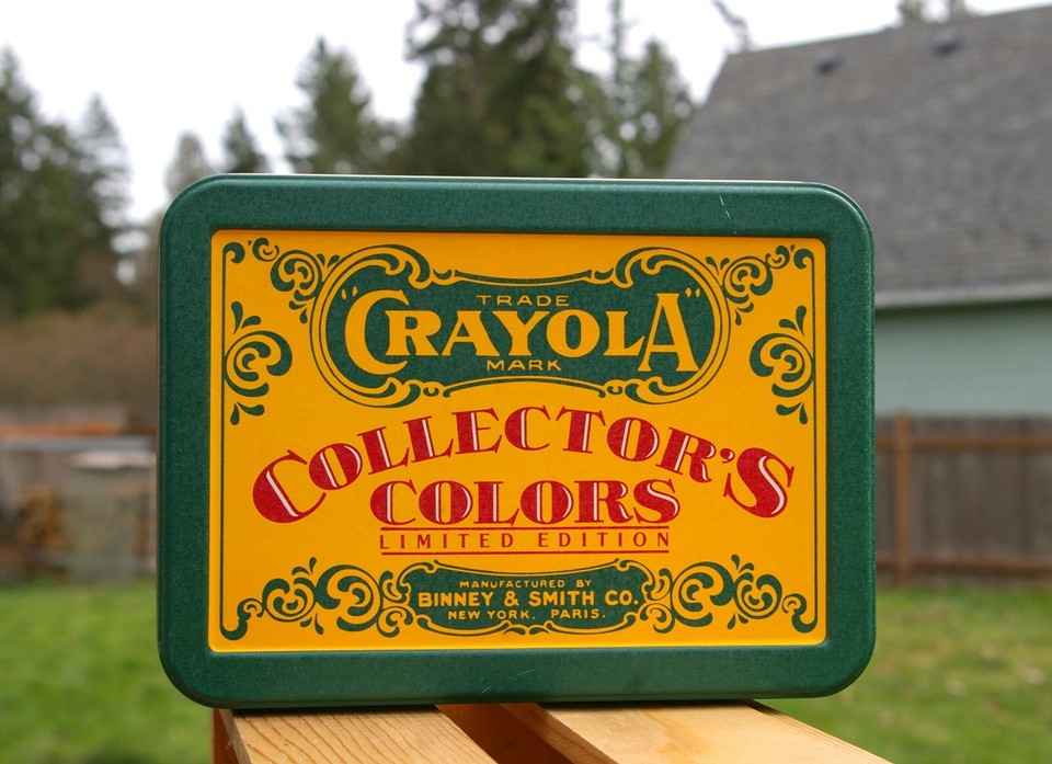 1991 Crayola Crayons Empty Metal Collector's Tin 7 1/8" x 5 1/4" x 2 3/ ...