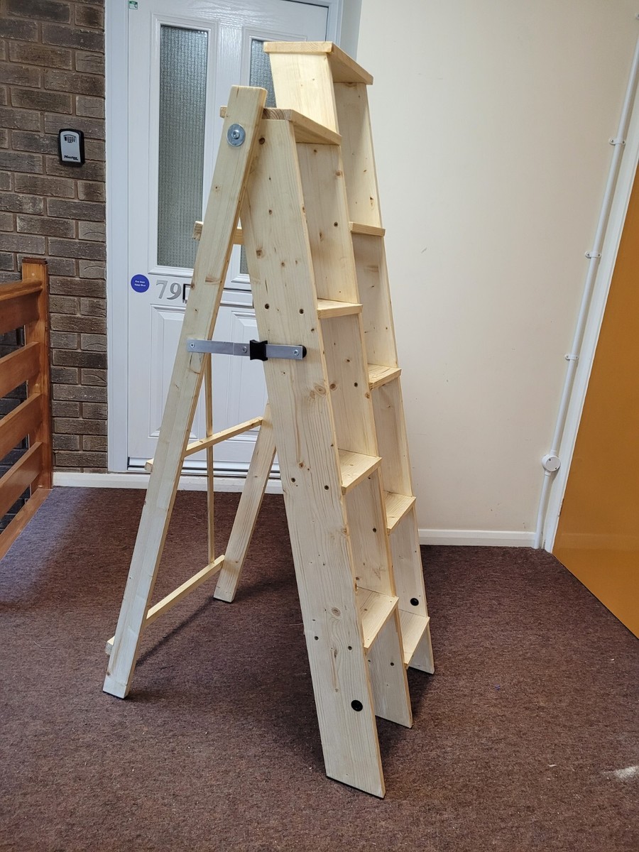 Wooden Step Ladders Step Stool Ladder 2 Step Folding Portable, Made