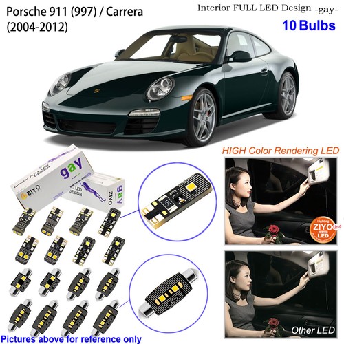 10 Bulb Deluxe LED Interior Dome Light Kit White For Porsche 911 (997 ...