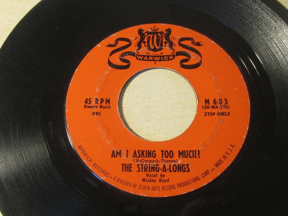 THE STRING-A-LONGS WHEELS 45 RPM WARWICK HIGHER GRADE 1960'S ROCK ...