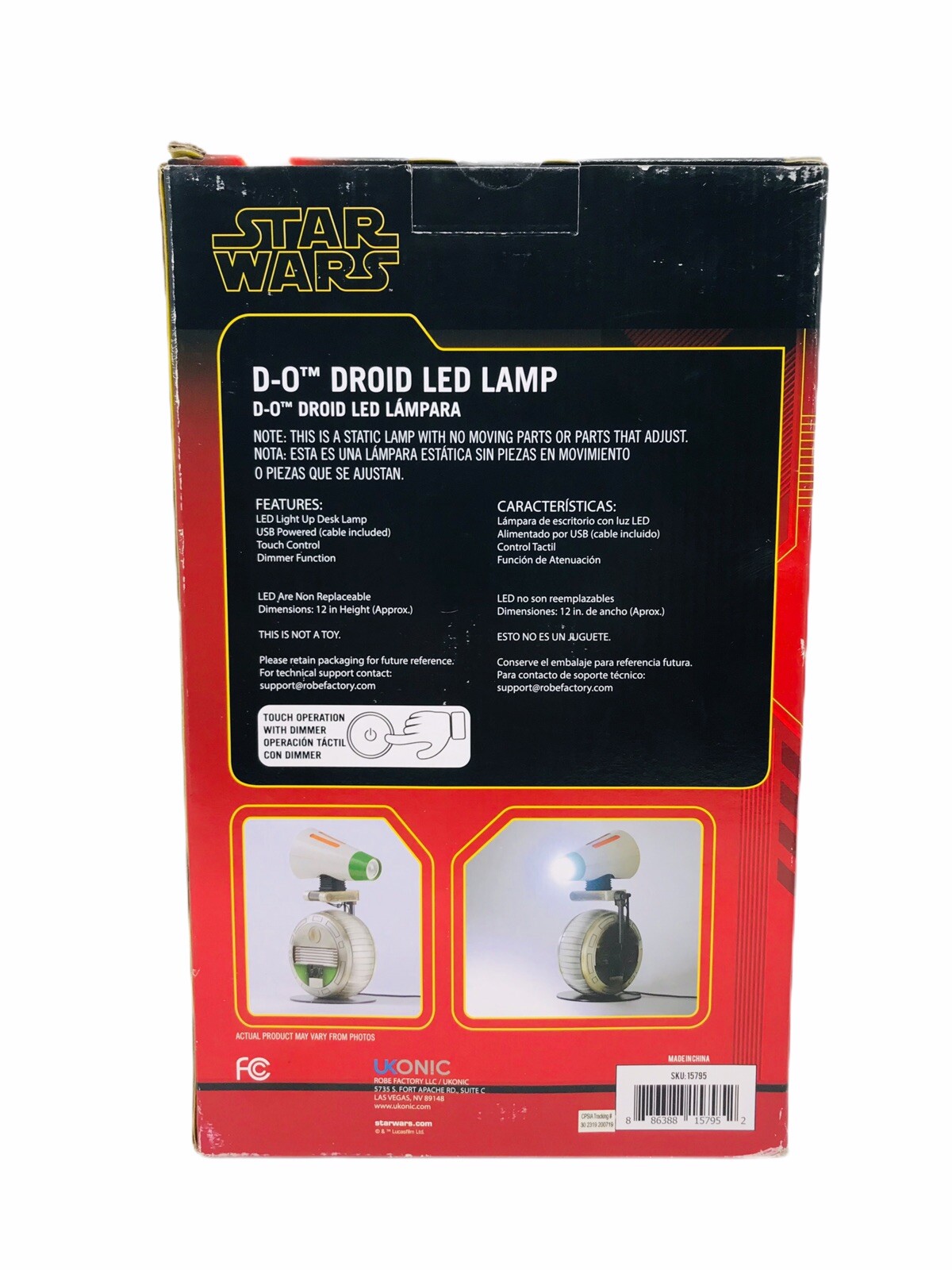 Star Wars 12" D-O Droid USB LED Desk Lamp Dimmer Function Touch Control ...