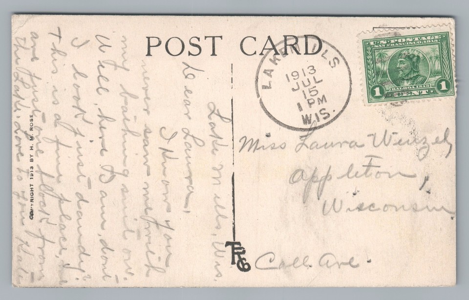 "Laike from Hotel Chimbly” LAKE MILLS Wisconsin—Jefferson County RARE ...