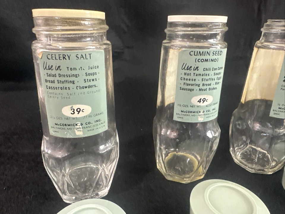 Vintage McCormick Schilling Spice Jar Glass Bottles Lot 5 Sage Green ...