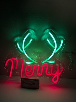 Target Bullseye Playground Merry Christmas Light LED Up Faux Neon Sign ...