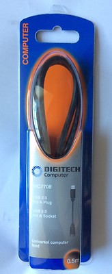 Digitech USB Extension Cables 0.5m A Male to A Female Plugs, WC7708 ...