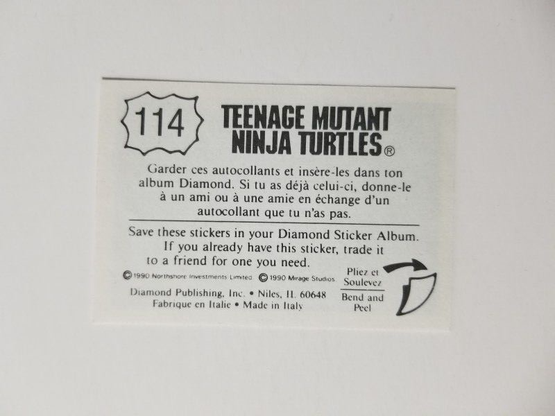 1990 TEENAGE MUTANT NINJA TURTLES STICKER #114 DIAMOND ITALY | eBay