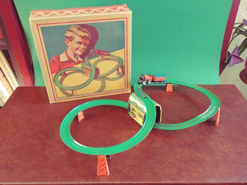 Very Rare c.1937 Einfalt Technofix 235 Tin wind-up Miniature Railway w ...