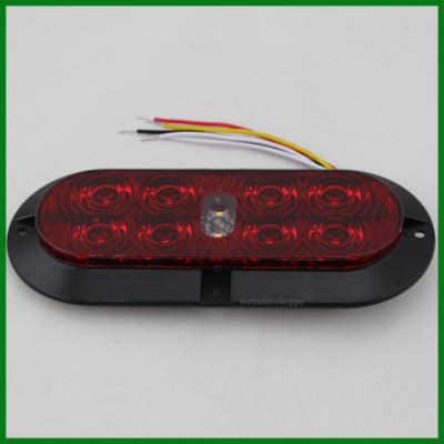 Red & White 6" Oval Surface Mount Stop Tail Turn & Back Up Reverse ...