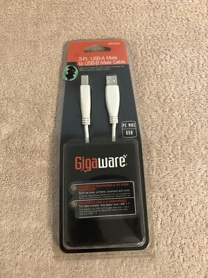 Gigaware 3ft USB-A Male To USB-B Male Cable NIP | eBay
