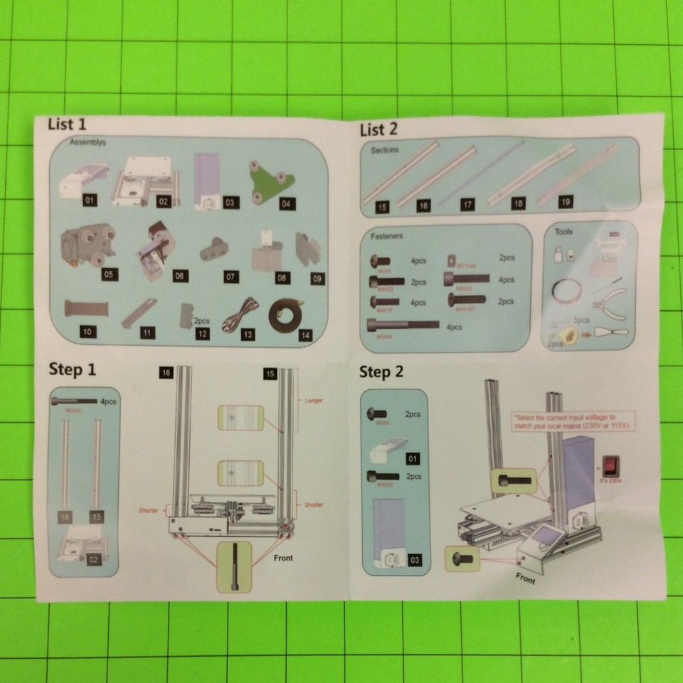 Creality ENDER-3 (Original) 3D Printer Assembly Instruction Book Part ...