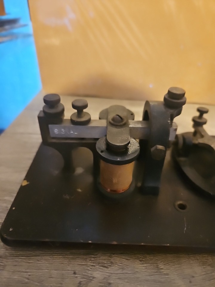 Antique Brass Telegraph Key & Sounder Set on Wood Base | Morse Code ...