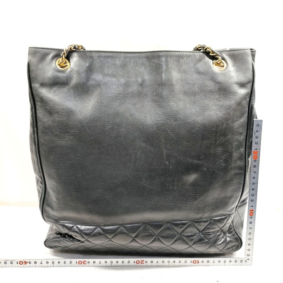 NO TARIFF Chanel Tote Bag Matelasse Black Lamb Skin 2885774 | eBay