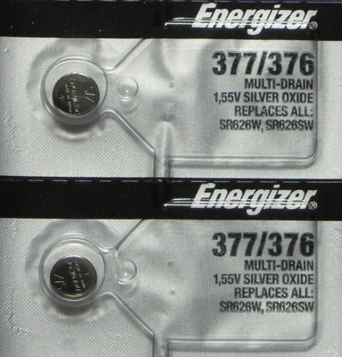 2 x FRESH Energizer 377 376 WATCH BATTERY SR626SW SR626W Silver Oxide ...