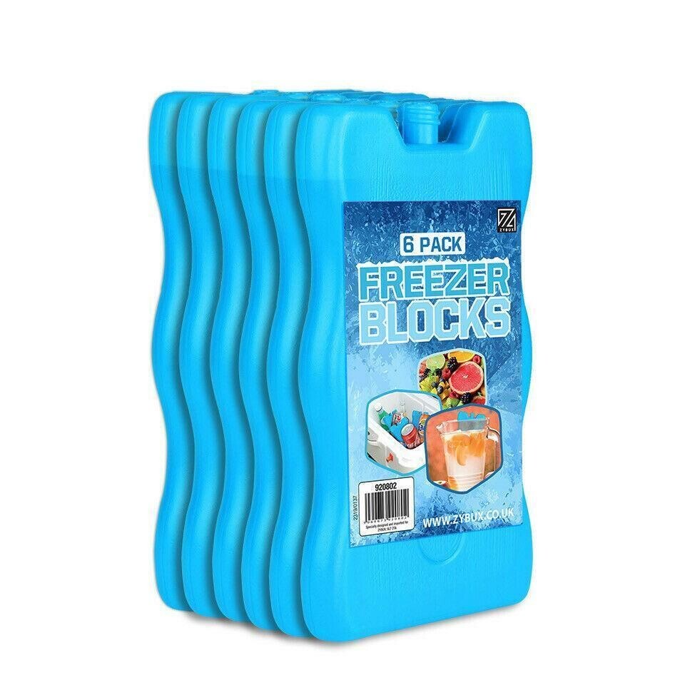 6x Freezer Block Ice Pack Cool Cooler Lunch Box Bag Small Reusable ...
