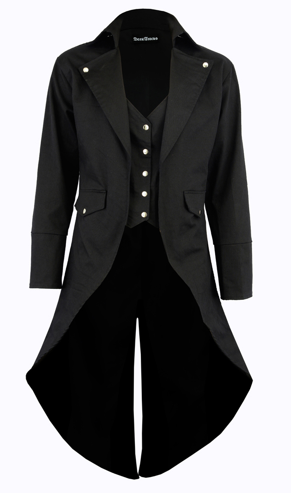 Men's Black Cotton Twill STEAMPUNK TAILCOAT Jacket Goth Victorian Coat ...