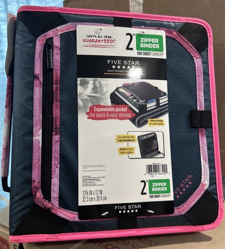 Five Star Zipper Binder, 2 Inch 3 Ring Binder, 580 Sheet Cap. 12 3/4IN ...