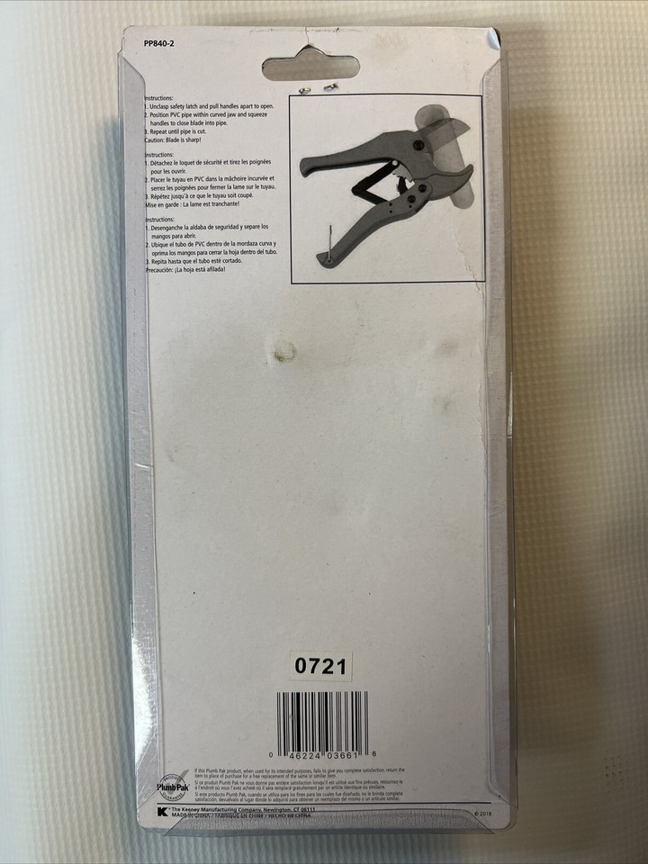 Plumb Pak PP840-2 PVC Pipe Ratcheting Locking Latch Tube Cutter 42 mm ...