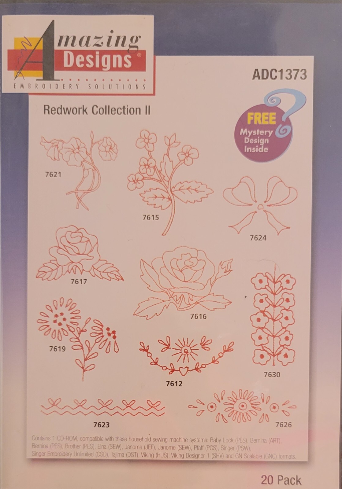 Amazing Designs Redwork Collection II Machine Embroidery Design CD ...