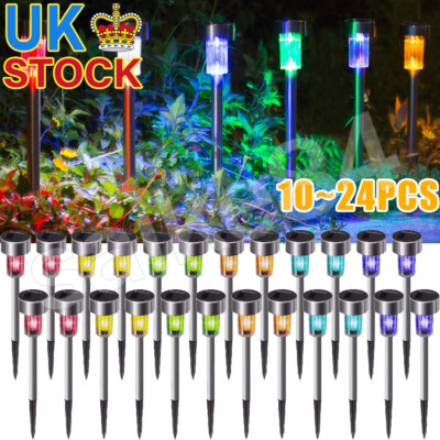 Solar Powered LED Garden Lights Color Changing Outdoor Stake Lamp for ...