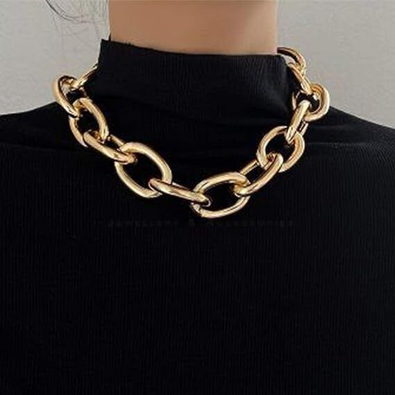 Large Chunky Gold Chain Necklace Choker Chain Womens Fashion Statement ...