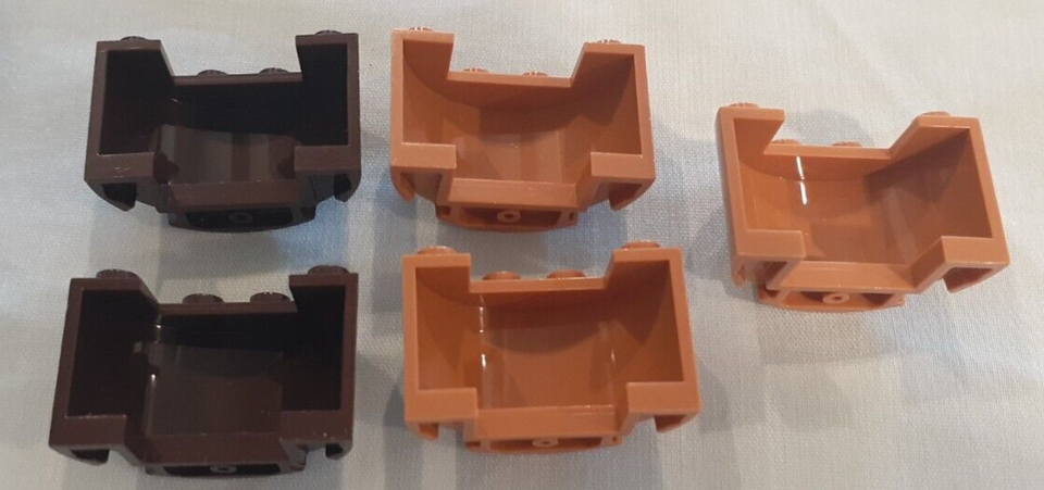 Lego 24593 - Cylinder Half 2x4x2 w/1x2 Cutout - 3 Med Nougat, 2 Dk ...