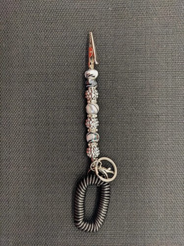 5 Inch Beaded Black/Gray ATM Card Grabber Roach Clip Spiral Wristlet ...