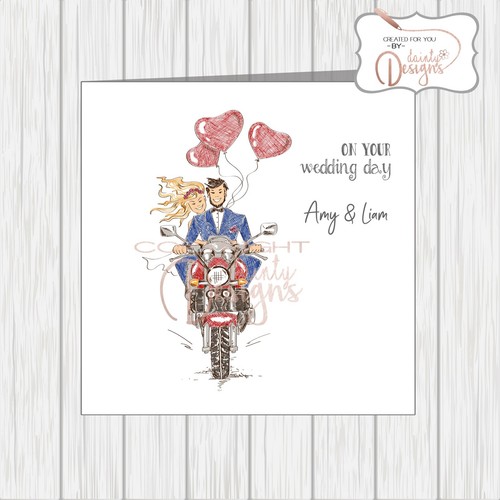 Personalised Wedding Card Motorbike Motorcycle Congratulations To ...
