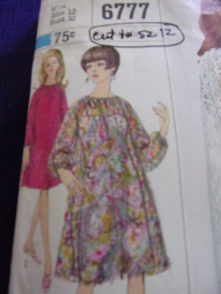 VINTAGE 1966 SIMPLICITY # 6777 CUT TO SIZE 12 DRESS AND SLIP SEWING ...