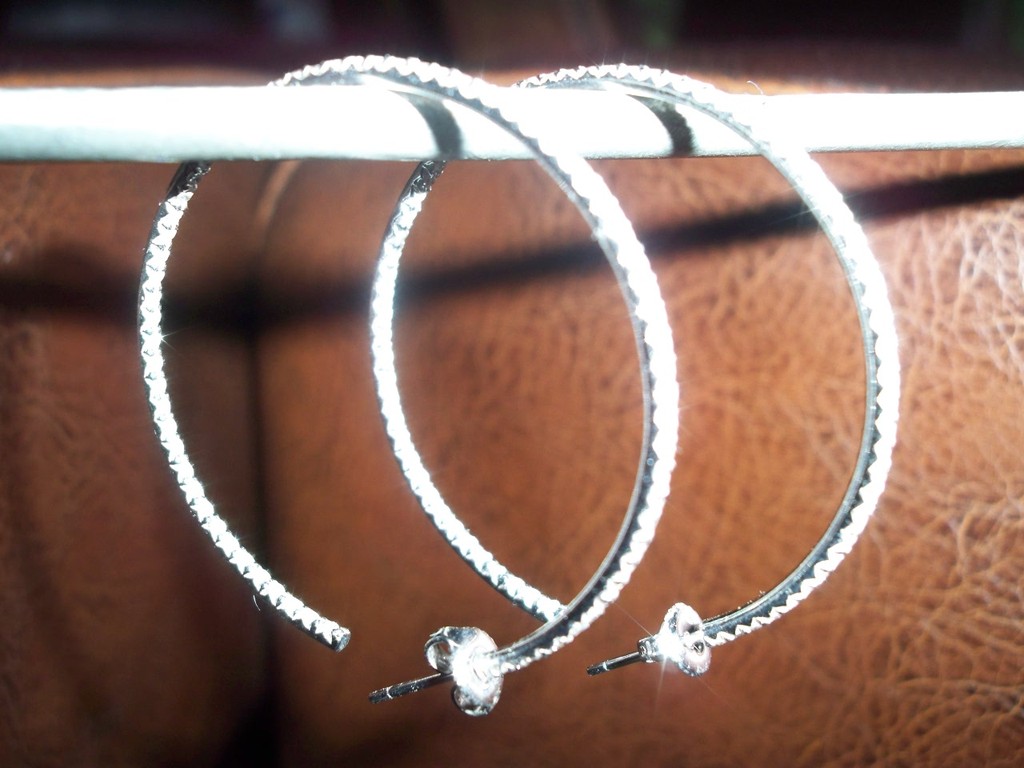 Genuine Authentic 18k White Gold Pave 1.40k Diamond Large Hoop Solomon ...