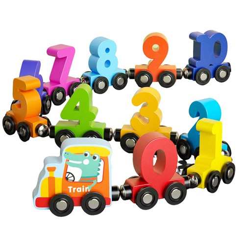 Magnetic Wooden Alphabet Number Toy Trains Set for Kids Toddlers ...