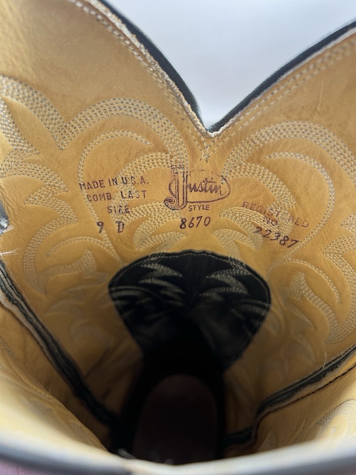 Vintage Justin Boots Mens Leather Python Snakeskin 8670 Cowboy Western ...