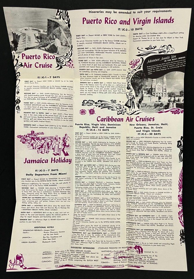 1957/58 Puerto Rico West Indies Journeys Pan Am Airways Vintage Travel ...