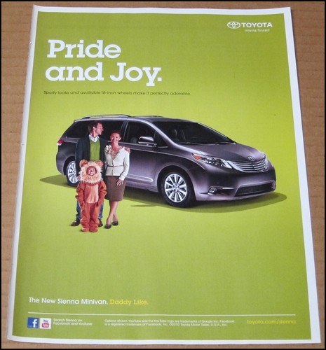 2010 Toyota Sienna Minivan Print Ad Car Automobile Advertisement VTG ...