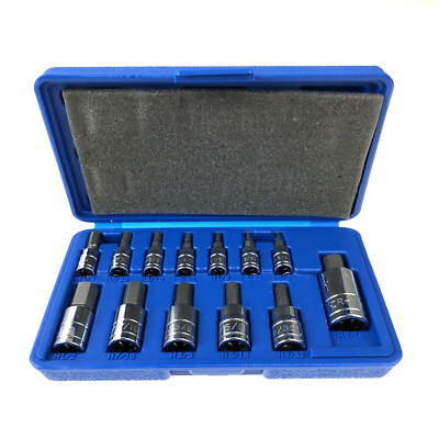 13pc SAE Allen Hex Socket Bit Set HD Wrench Ratchet 1/4" 3/8" 1/2" DR ...