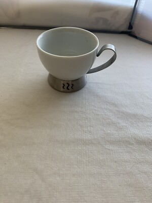 Trudeau Coffee Mug White Ceramic Stainless Steel Base And Handle 10 Oz ...