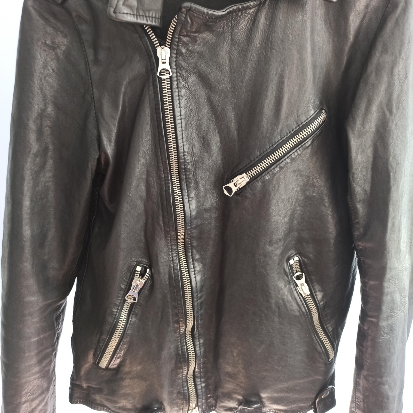 Italy mens motorcycle biker leather jacket coat - Gem