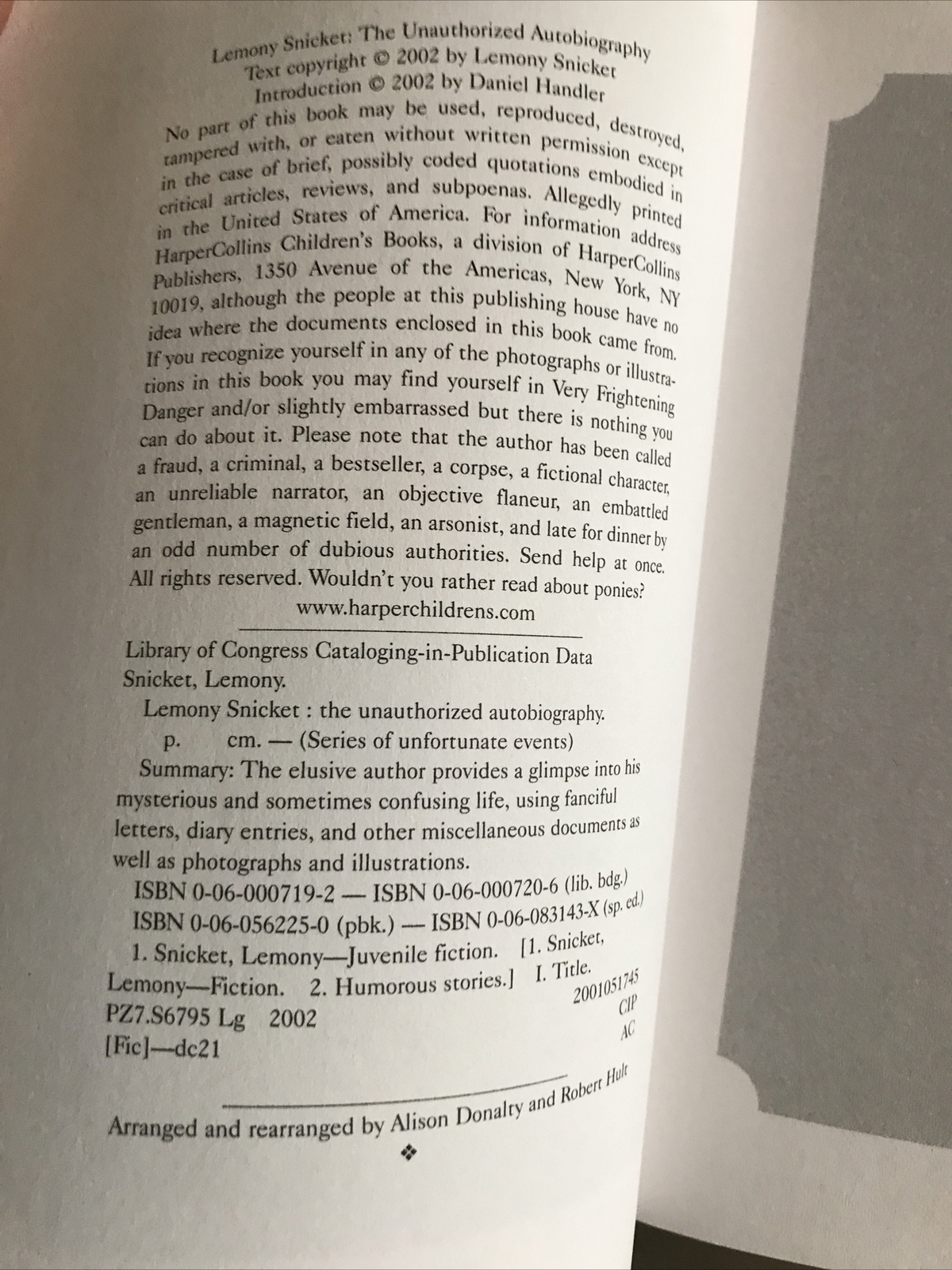 Lemony Snicket: The Unauthorized Autobiography, Series of unfortunate ...